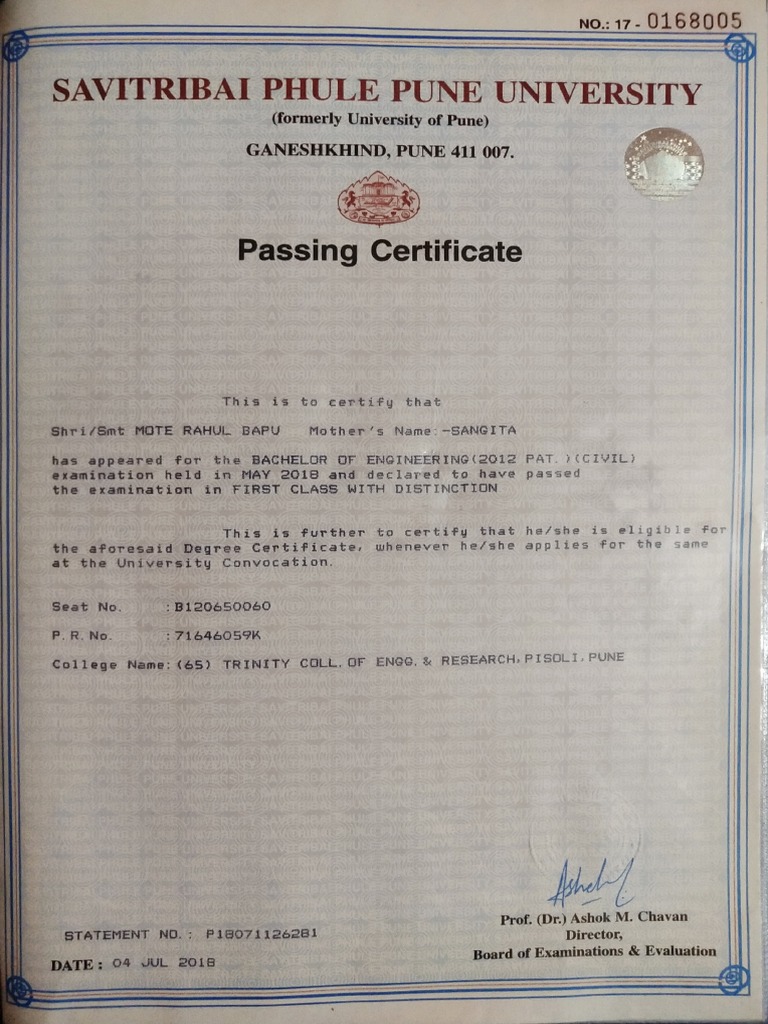 Savitribai Phule Pune University: The Aforesaid Degree | PDF ...