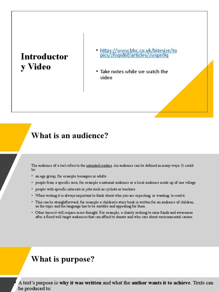 Audience Purpose Message | PDF | Linguistics | Human Communication