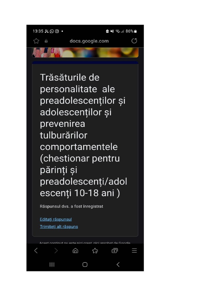 Chestionare Preadolescenti | PDF