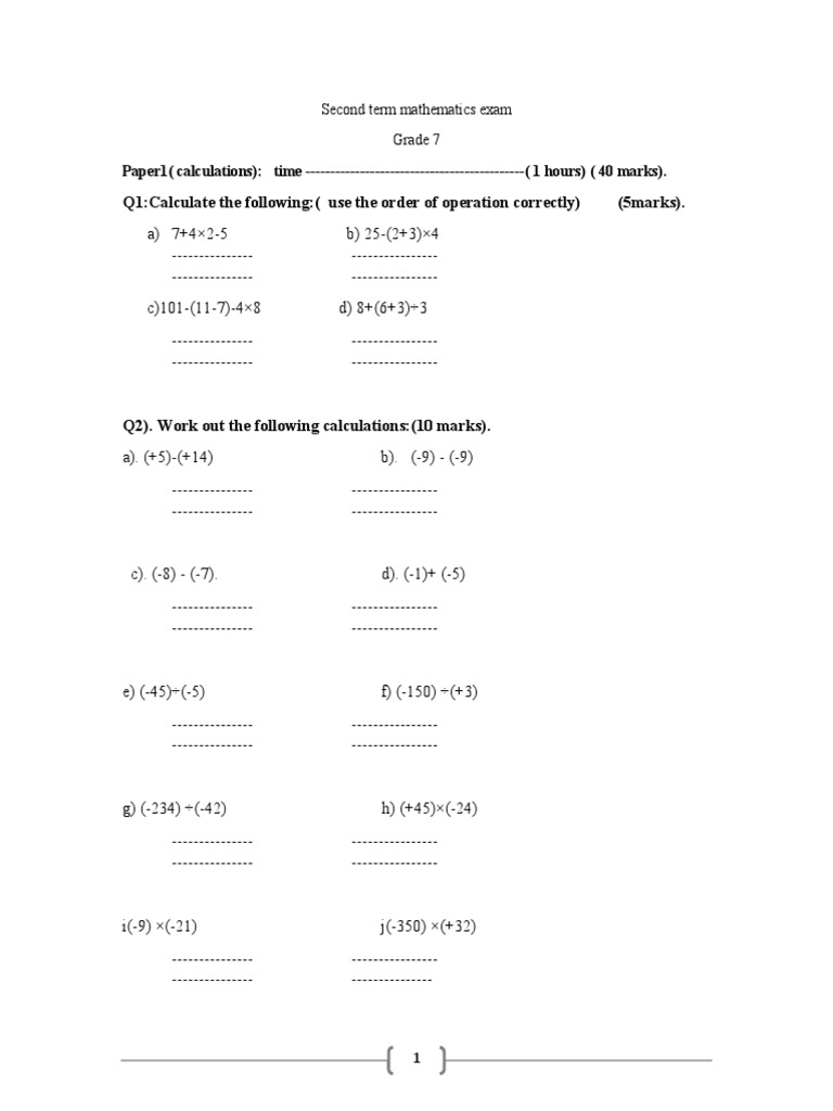 Final Exam G7 p1 | PDF | Mathematics