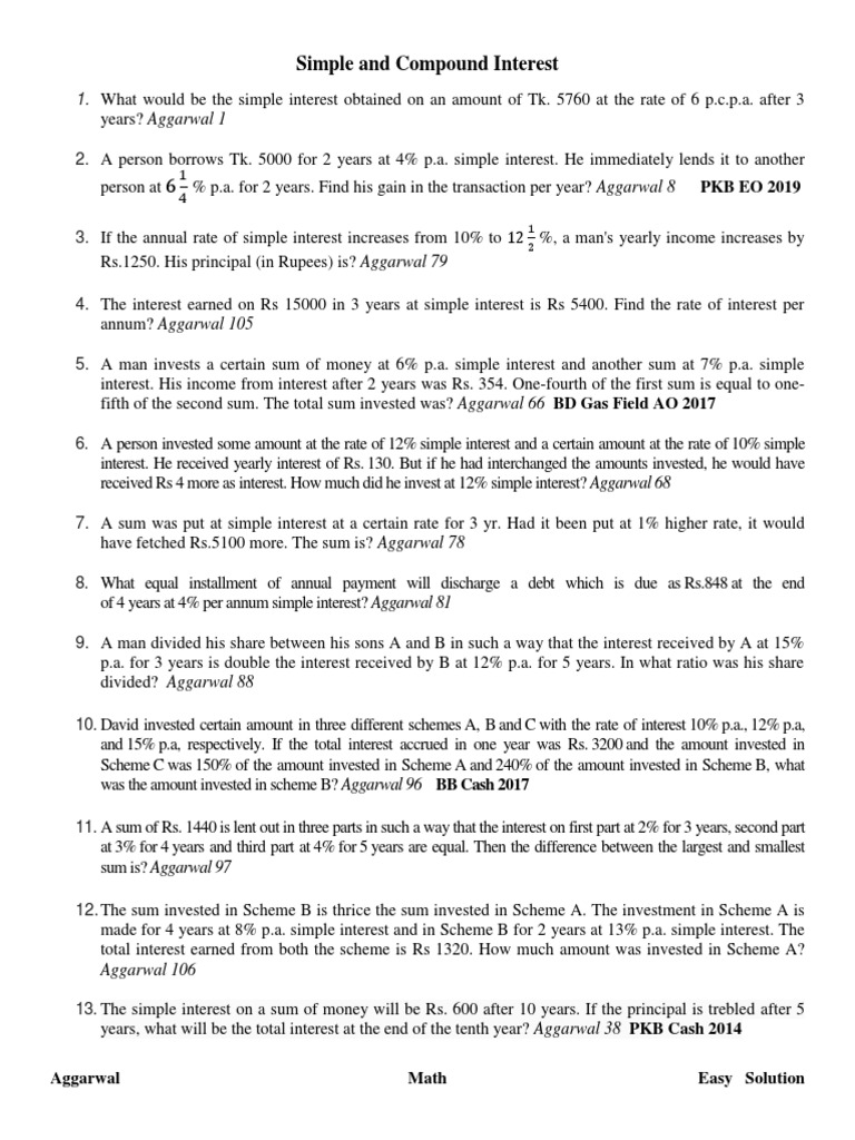 Exploring Simple and Compound Interest Rates: Calculating Interest ...