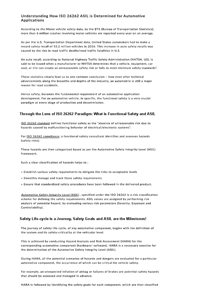 ISO 26262 ASIL - How It Is Determined For Automotive Applications | PDF