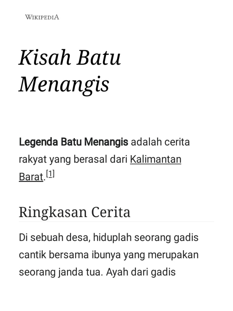 Kisah Batu Menangis - Wikipedia Bahasa Indonesia, Ensiklopedia Bebas | PDF