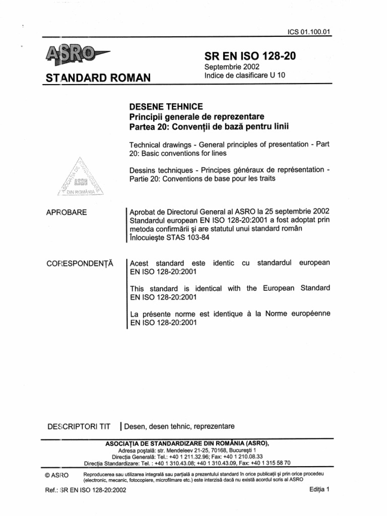 SR EN ISO 128-20 - Conventii de Baza PT Linii | PDF