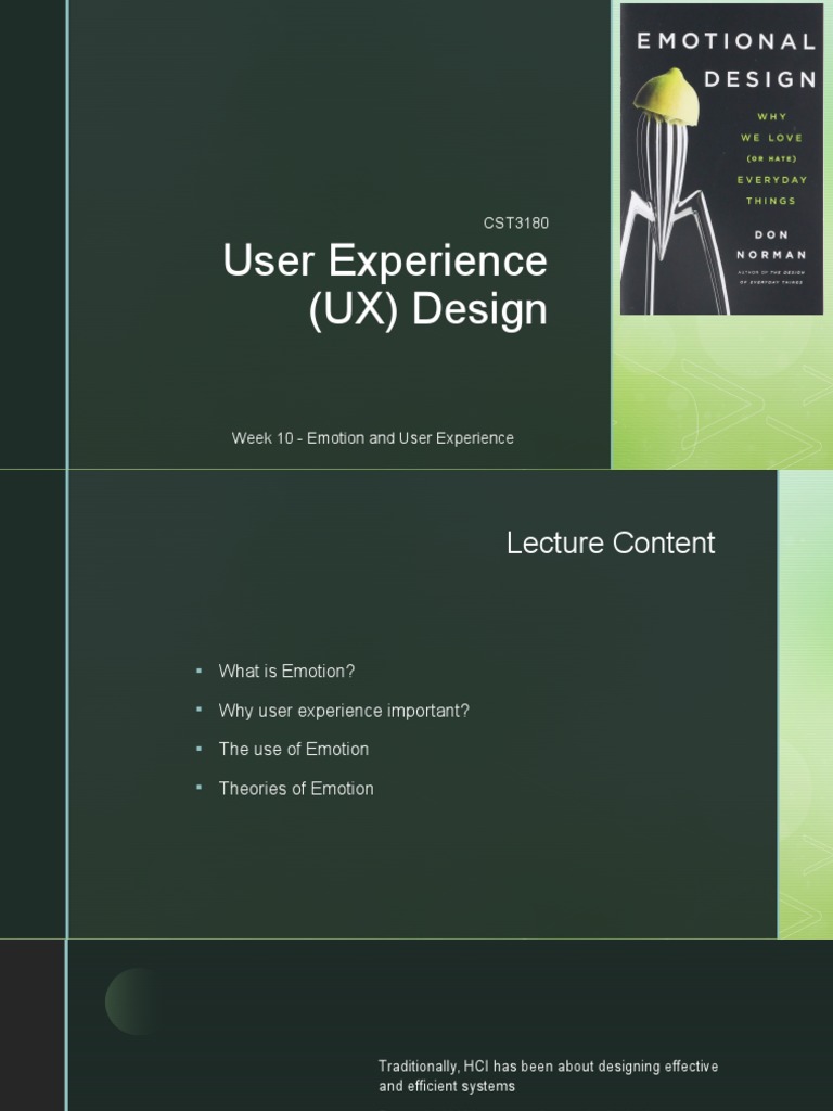 CST3180 - Week 9 - Emotion and User Experience | PDF | Emotions | User Experience