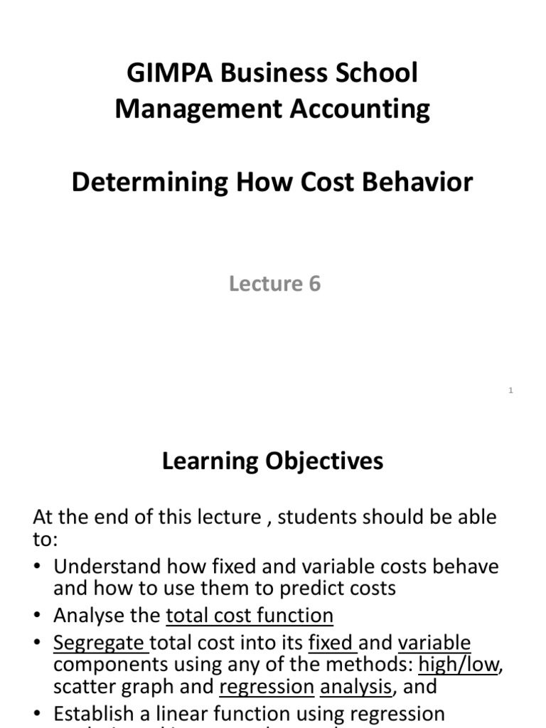 Lecture 6 - Cost Behaviour | PDF | Regression Analysis | Errors And Residuals