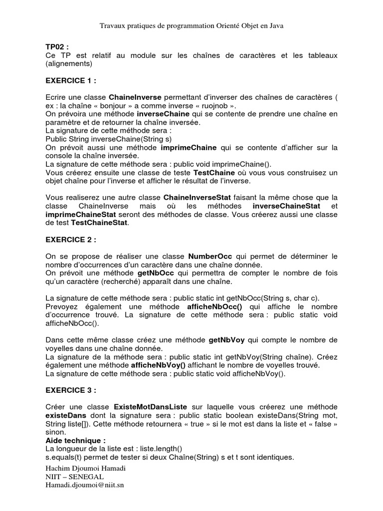 Poo Java TP02 | PDF | Java (Langage de programmation) | Génie logiciel