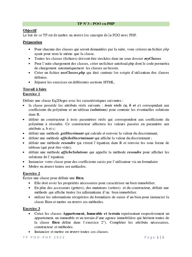 Programmation POO en PHP | PDF | PHP | Informatique