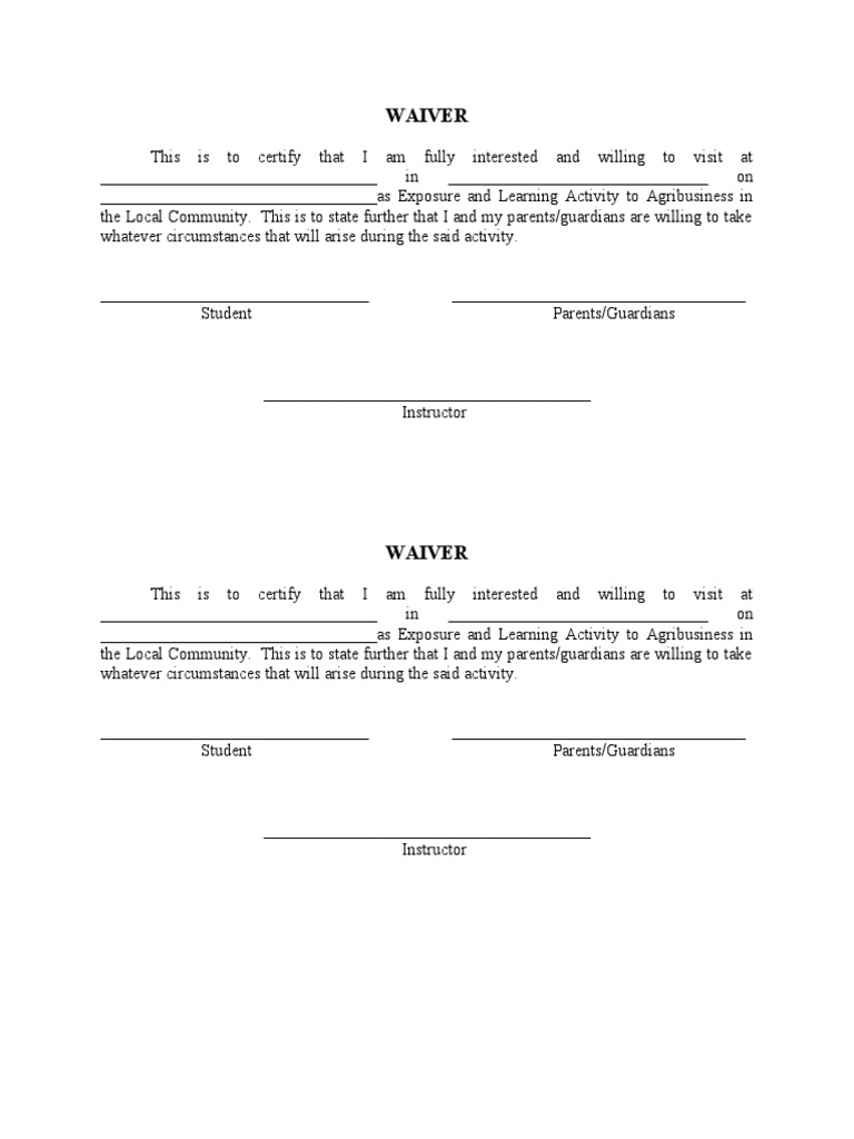 Sample of Waiver | PDF