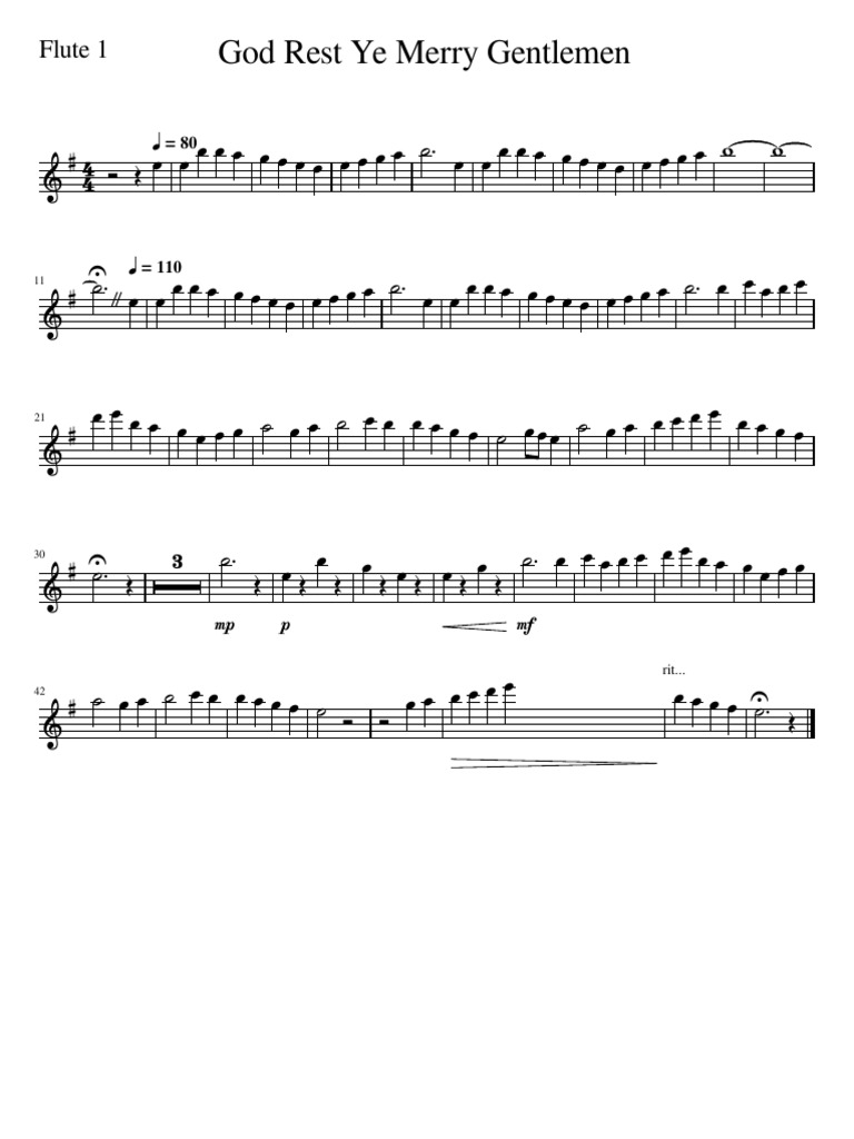 God Rest Ye Merry Gentlemen For Wind Quintet-Parts | PDF | Musical ...