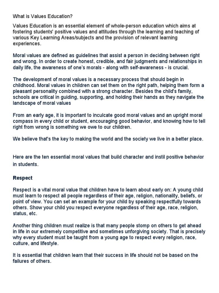 Values Education Grade 9 | PDF | Morality | Learning