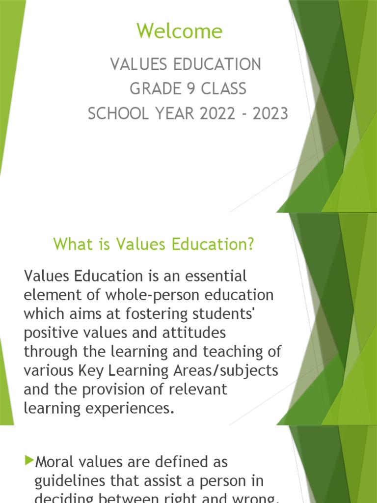 Values Education for Grade 9 Students | PDF | Morality | Gratitude