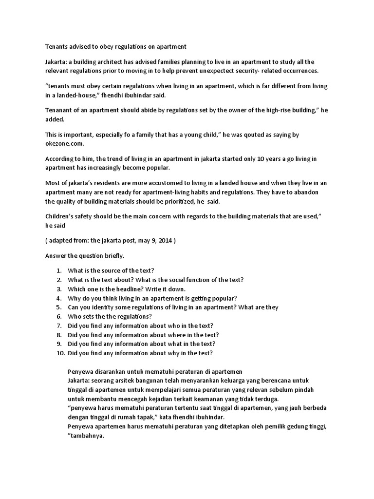 Tenants Must Follow Apartment Rules | PDF | Apartment | Home