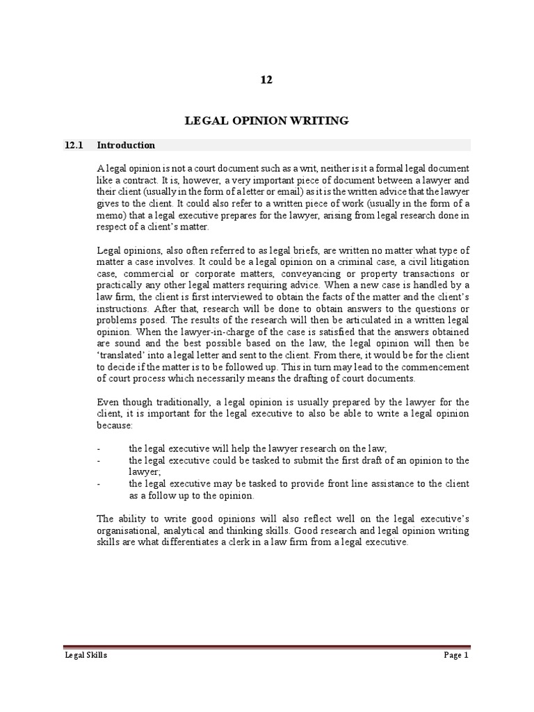Chapter 12 Legal Opinion Writing | PDF | Damages | Negligence