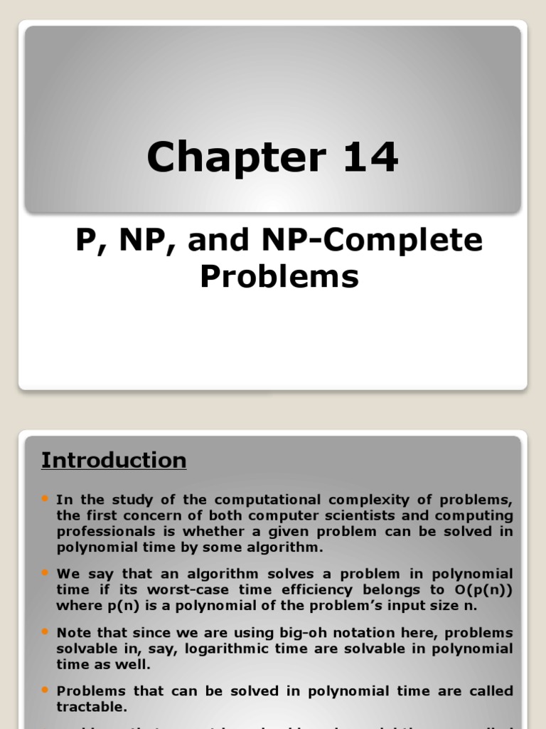 Chapter 14 P Np Problems Pdf Time Complexity Computational Complexity Theory