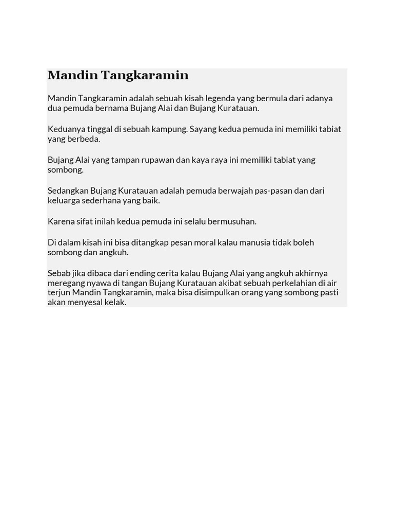Legenda Rakyat Kalimantan Mandin Tangkaramin Pdf