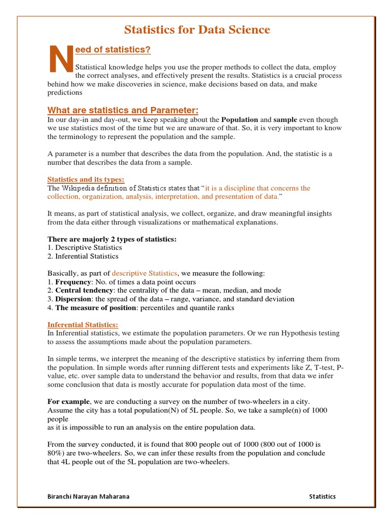 All The Statistical Concept You Required For Data Science | PDF ...