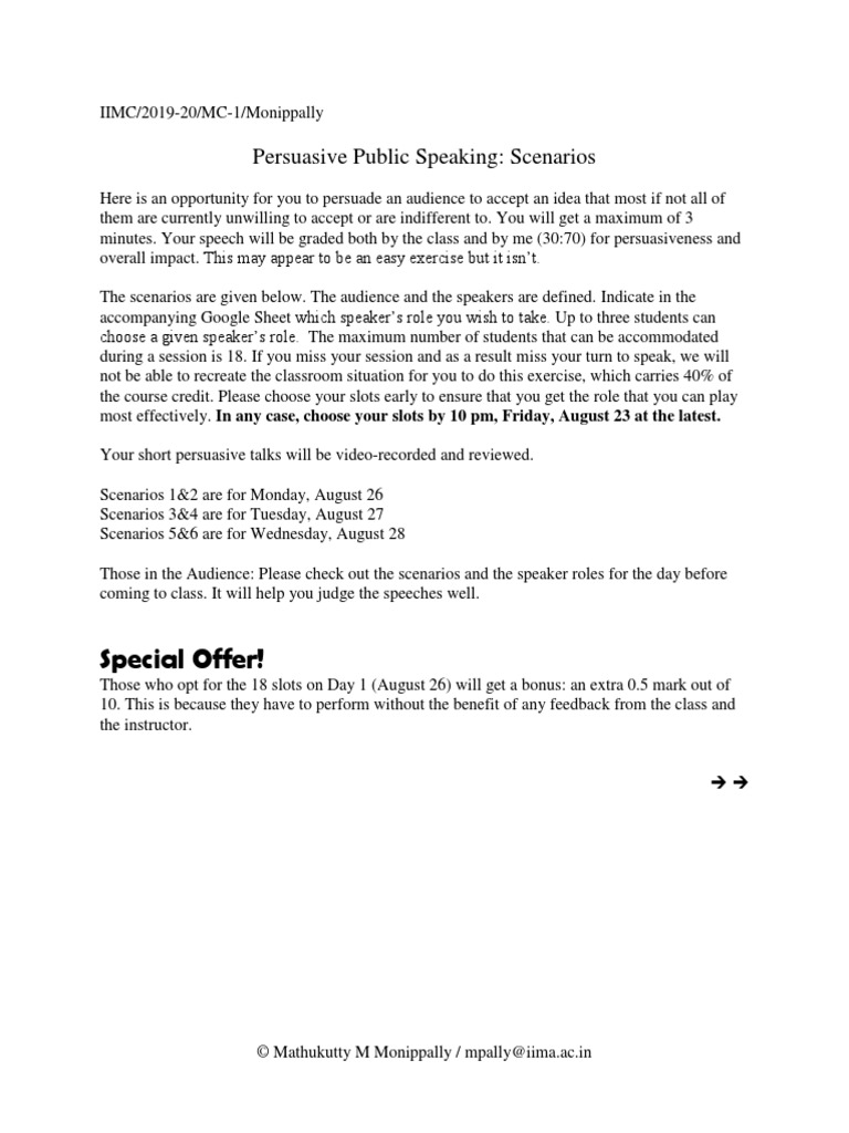 Persuasive Public Speaking Scenarios IIMC2019 | PDF | Public Speaking ...