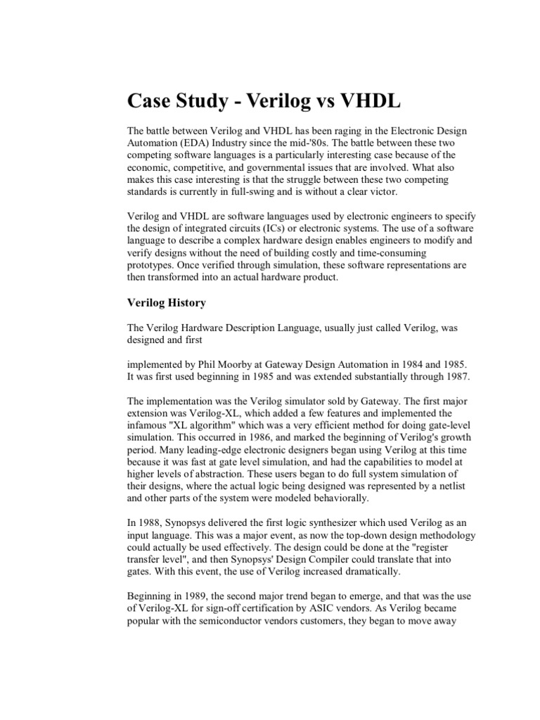Case Study VHDL | PDF | Electronic Design Automation | Hardware ...
