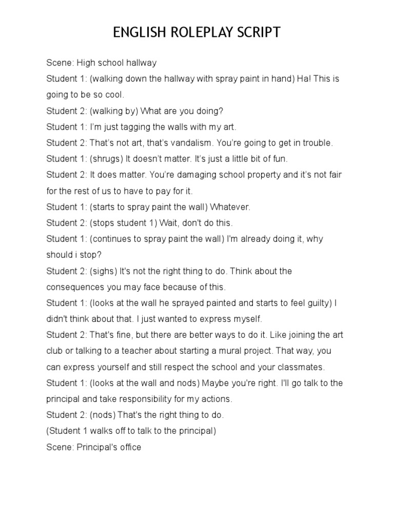 ENGLISH ROLEPLAY SCRIPT | PDF