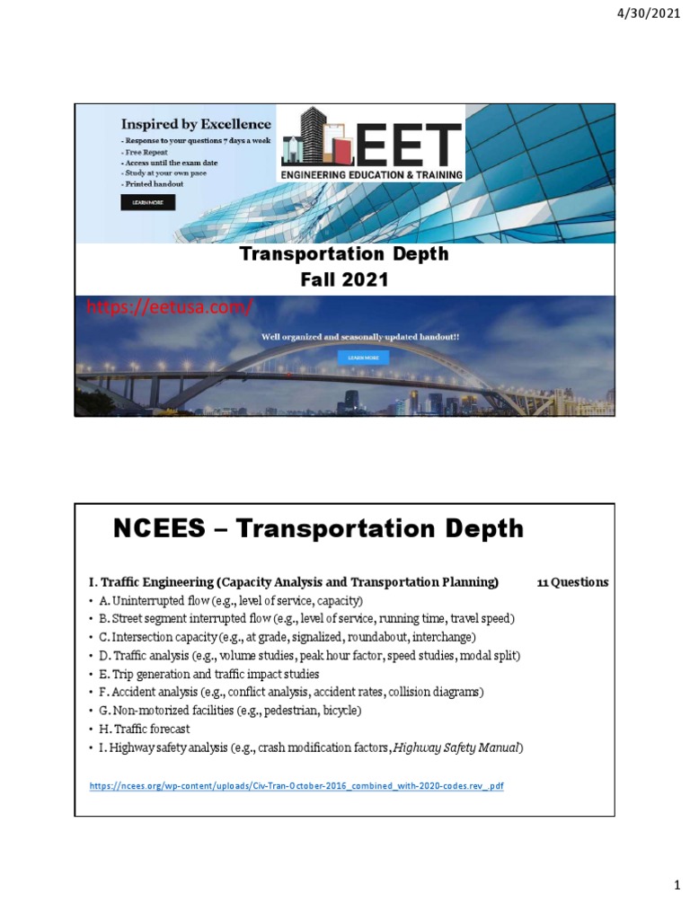 Transportation Depth Reference Manual | PDF | Traffic | Intersection (Road)