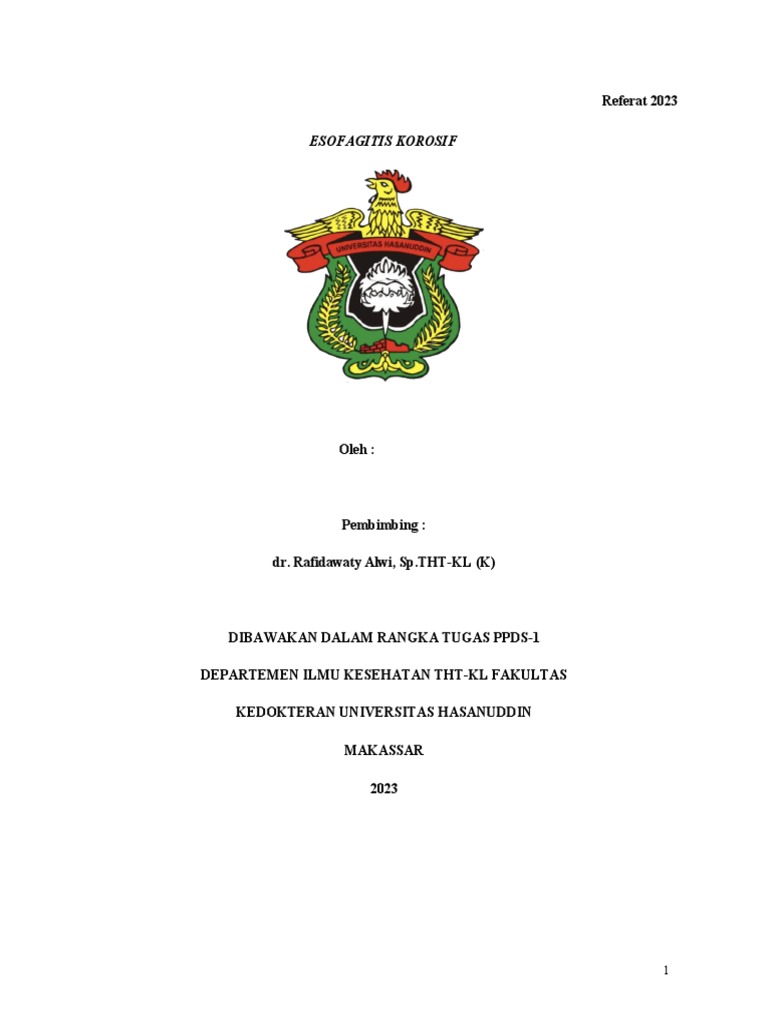 Edit Refarat Esofagitis Korosif. DR - Yunia (1) Baru | PDF | Kesehatan ...
