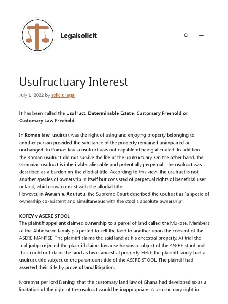 Usufructuary Interest - Legalsolicit | PDF | Fee Simple | Lawsuit