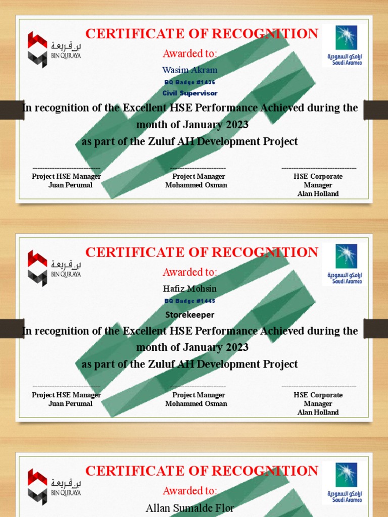 Updated Hse Certificate | PDF