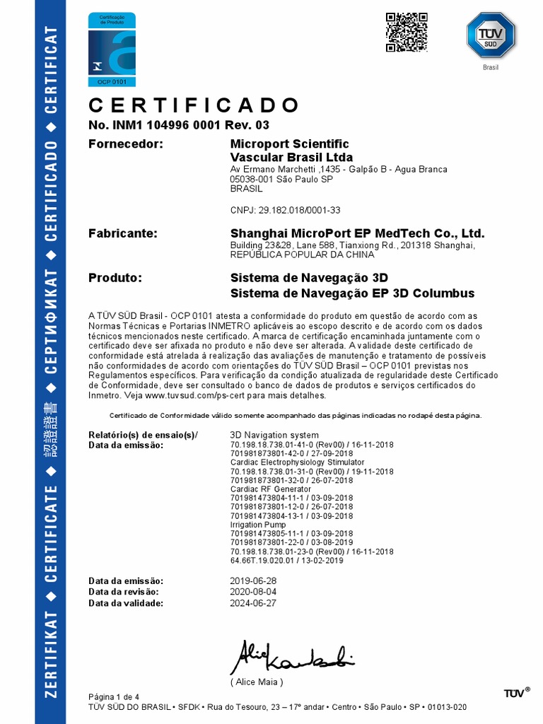 Certificado Inmetro Equipamentos Rev3 - P | PDF | Informática