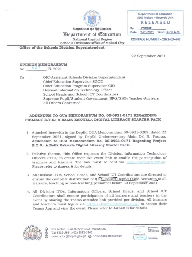 DM 447 S. 2021 - GUIDE TO ALL LEARNERS and TEACHERS | PDF