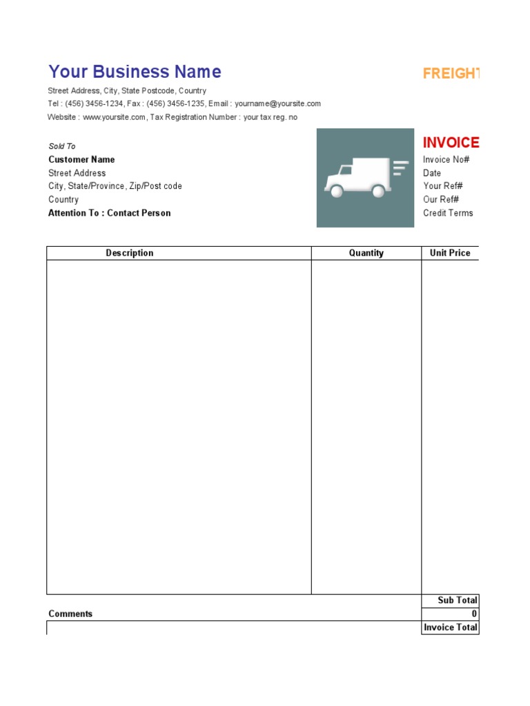 Freight Invoice Template | PDF