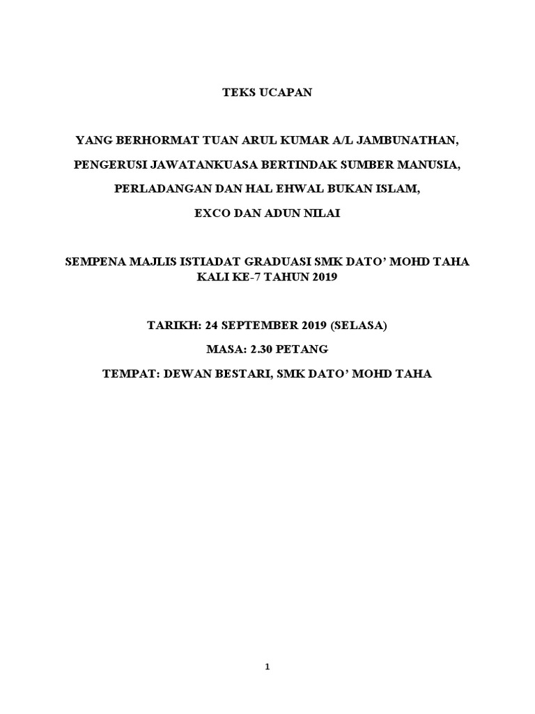 Teks Ucapan Yb | PDF