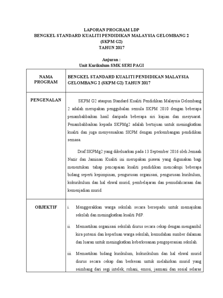 Contoh Laporan Bengkel SKPM G2 | PDF