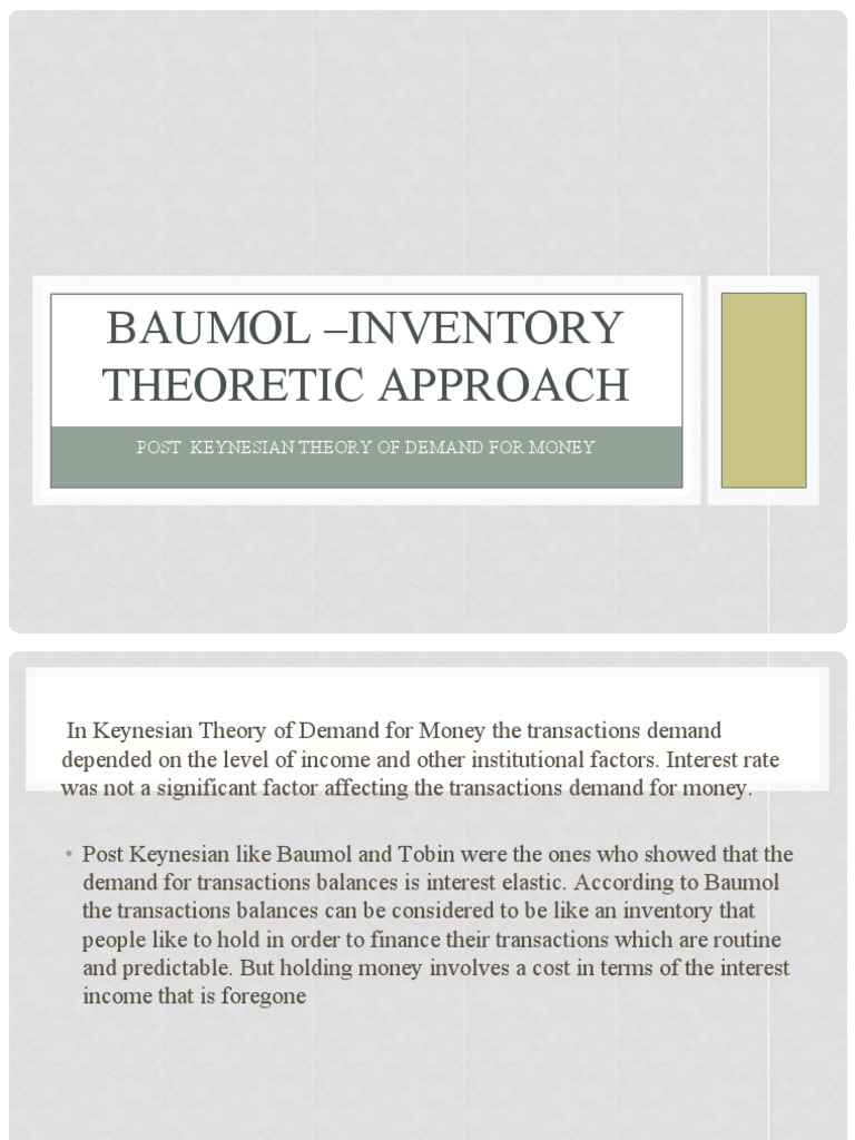 Baumol | PDF | Demand For Money | Interest