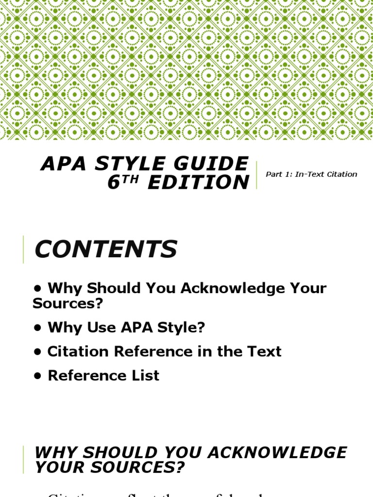 APA In-Text Citation - Part 1 - CMM | PDF | Citation | Apa Style