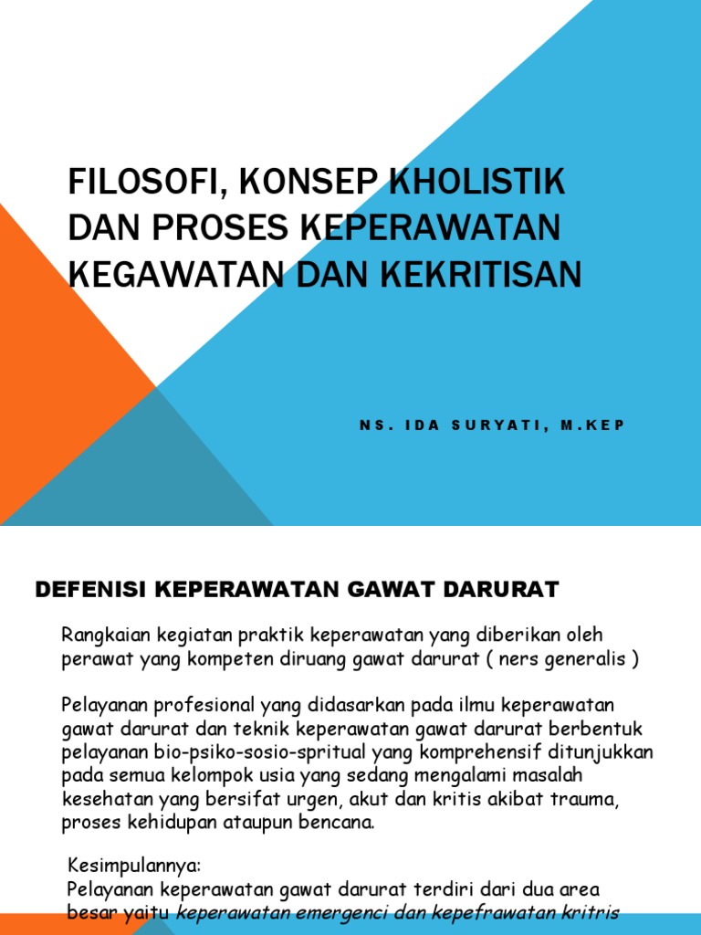 Filosofi, Konsep Kholistik Dan Proses Keperawatan Kegawatan | PDF