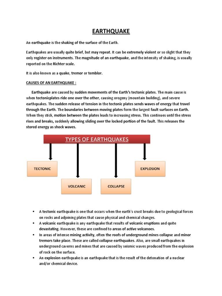 EARTHQUAKE - Notes | PDF | Earthquakes | Fault (Geology)