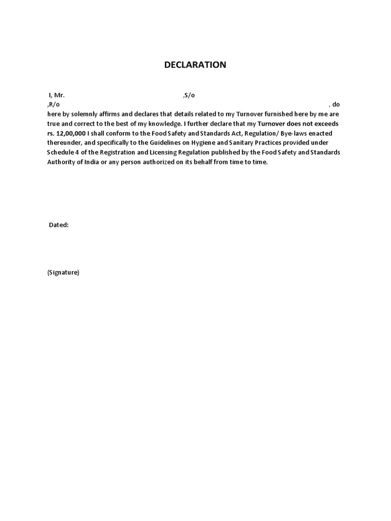 TURNOVER Declaration-2 | PDF