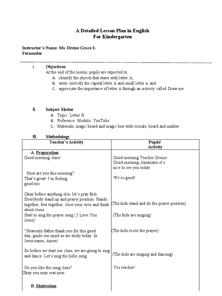Detailed Lesson Plan - FERNANDEZ | PDF | Prayer | Lesson Plan