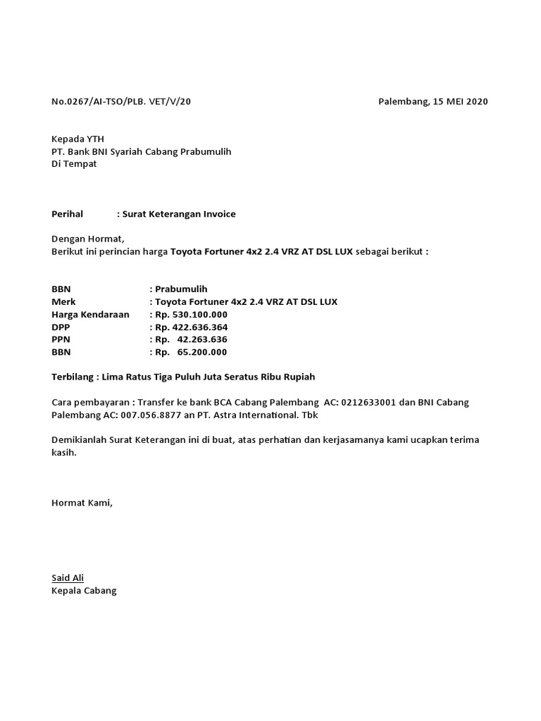 Penawaran Harga Toyota Fortuner 2020 | PDF | Pengelolaan Keuangan ...