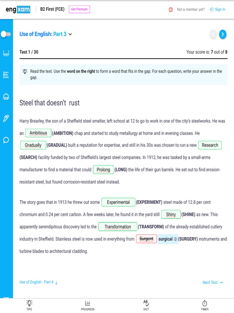 Part 3 - Use of English - B2 First (FCE) Practice, Write & Improve | PDF