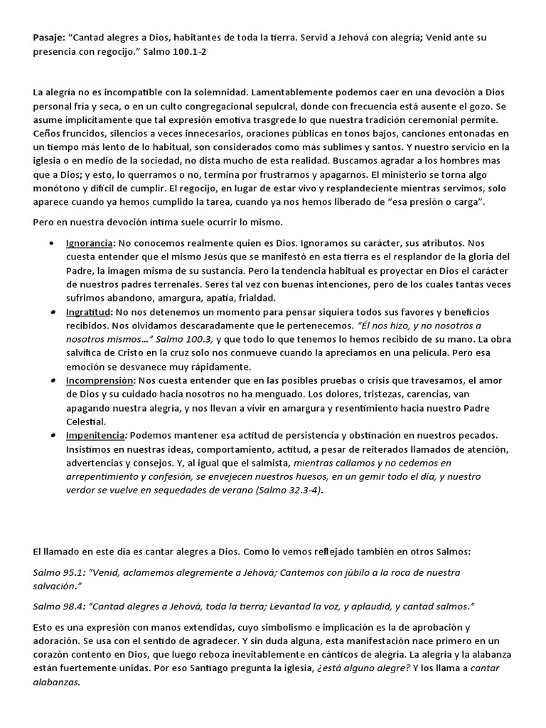 Cantad Alegres-Salmo 100 | PDF | Salmos | Verdad