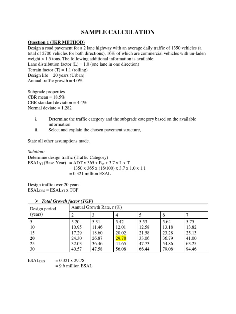 SAMPLE CALCULATION - JKR @PWD Method | PDF | Truck | Road Surface