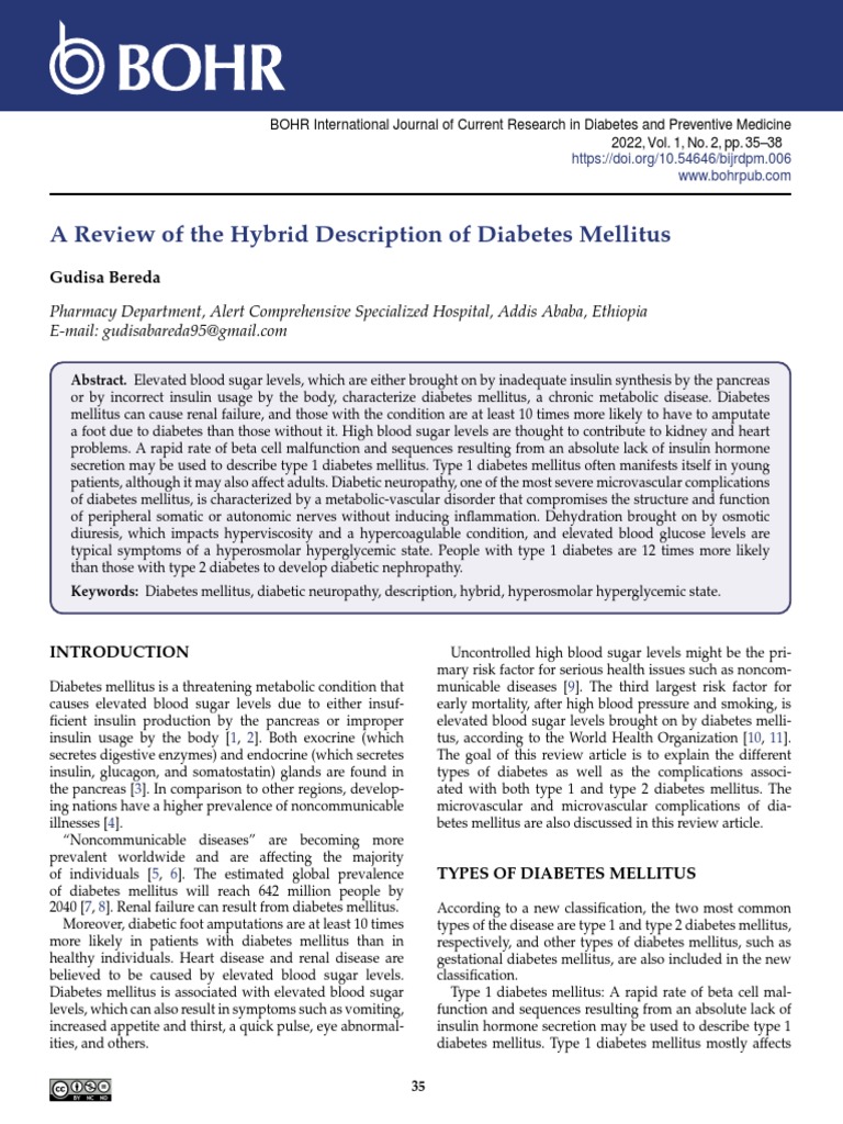 A Review of The Hybrid Description of Diabetes Mellitus | PDF ...