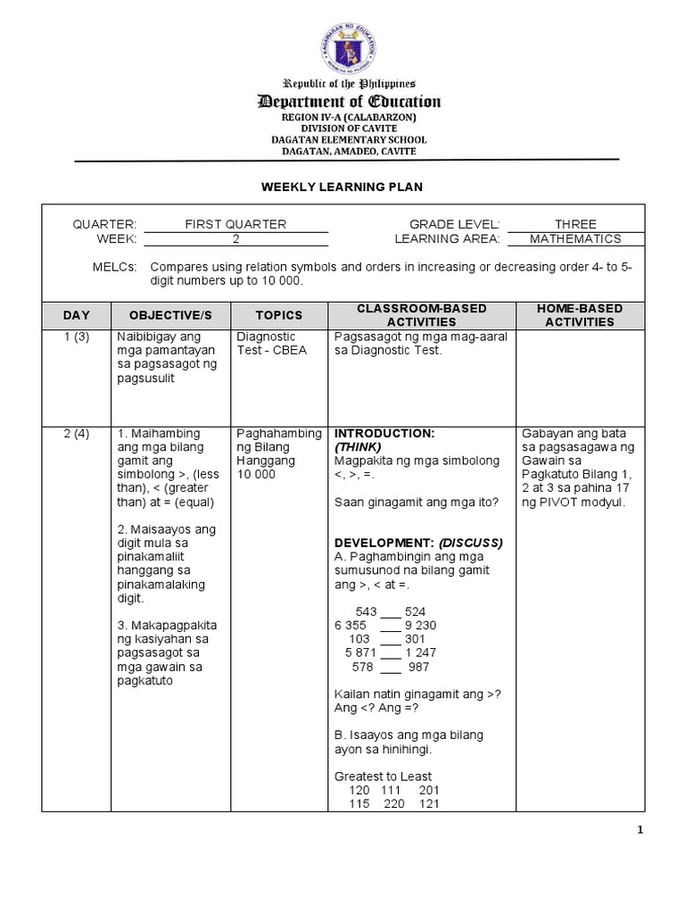 WLP Q1 W2 Mathematics | PDF