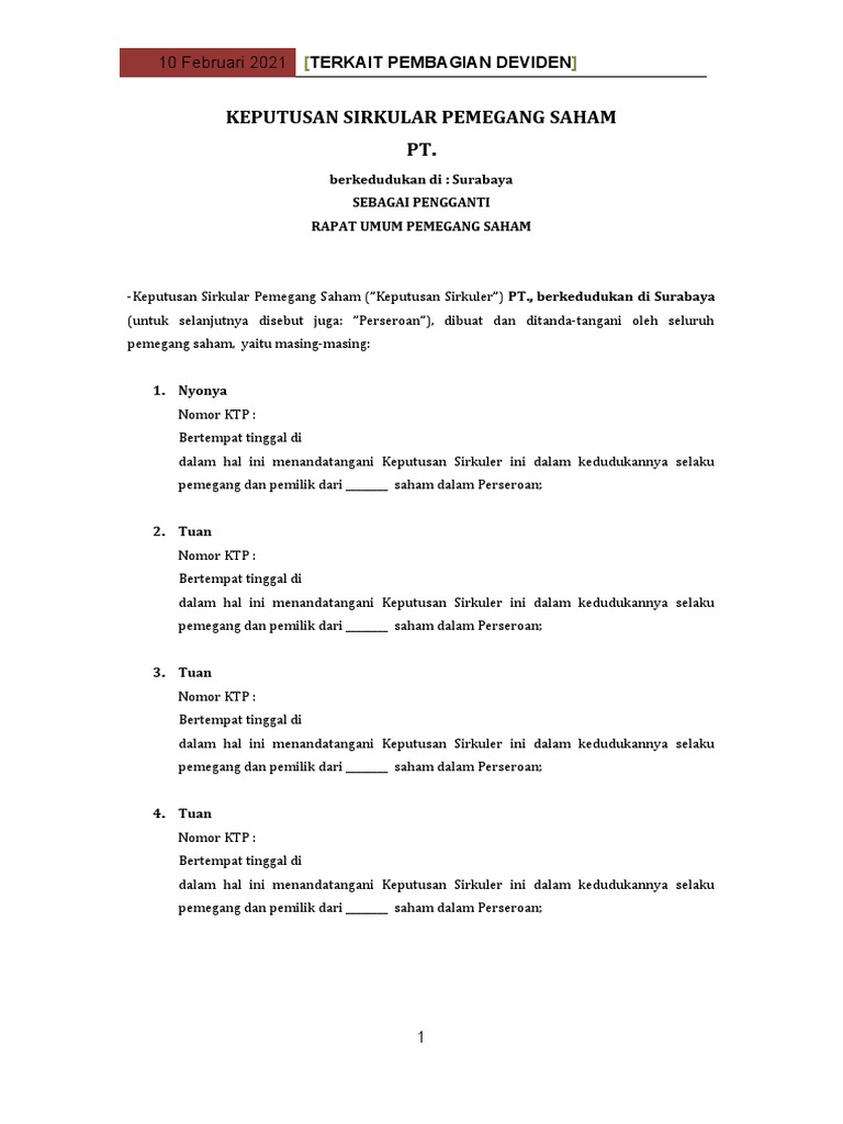 Sirkuler RUPS PT | PDF