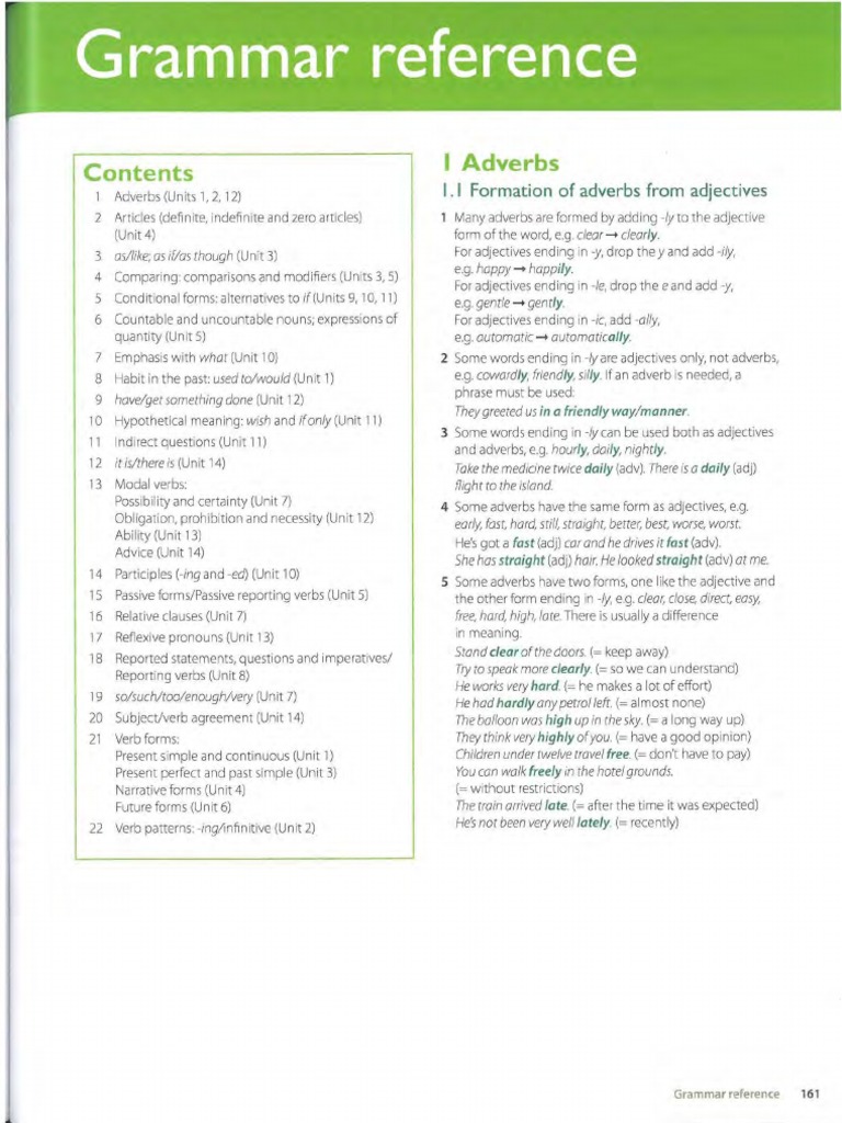 Grammar reference | PDF | Adverb | Verb