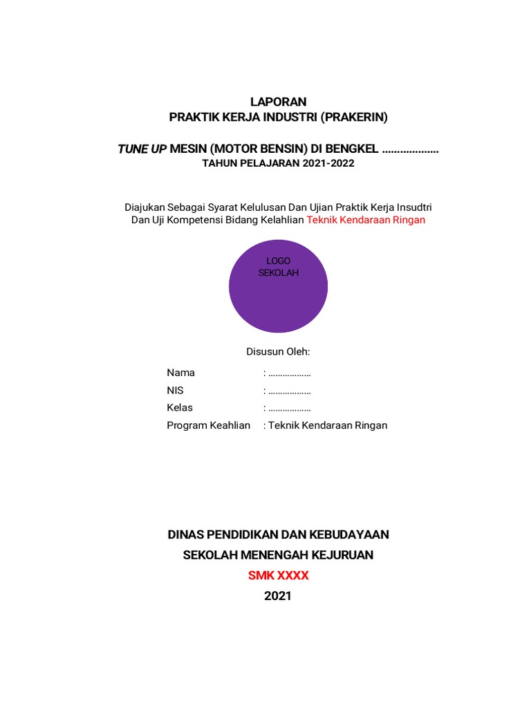 Laporan Prakerin Otomotif TKR 2021 | PDF | Karier & Perkembangan