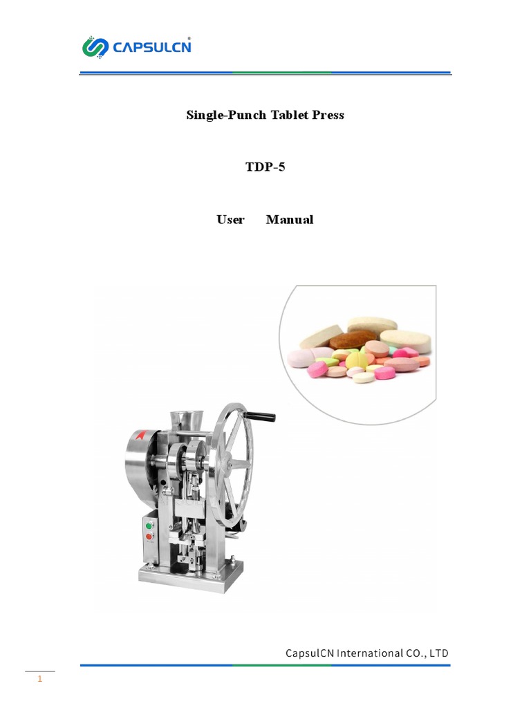 TDP-5 Single-Punch Tablet Press Manual | PDF | Tablet (Pharmacy) | Screw