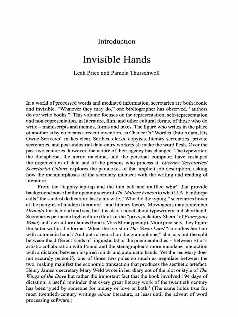 Price+intro+Invisible Hands | PDF | Typewriter | Mina Harker